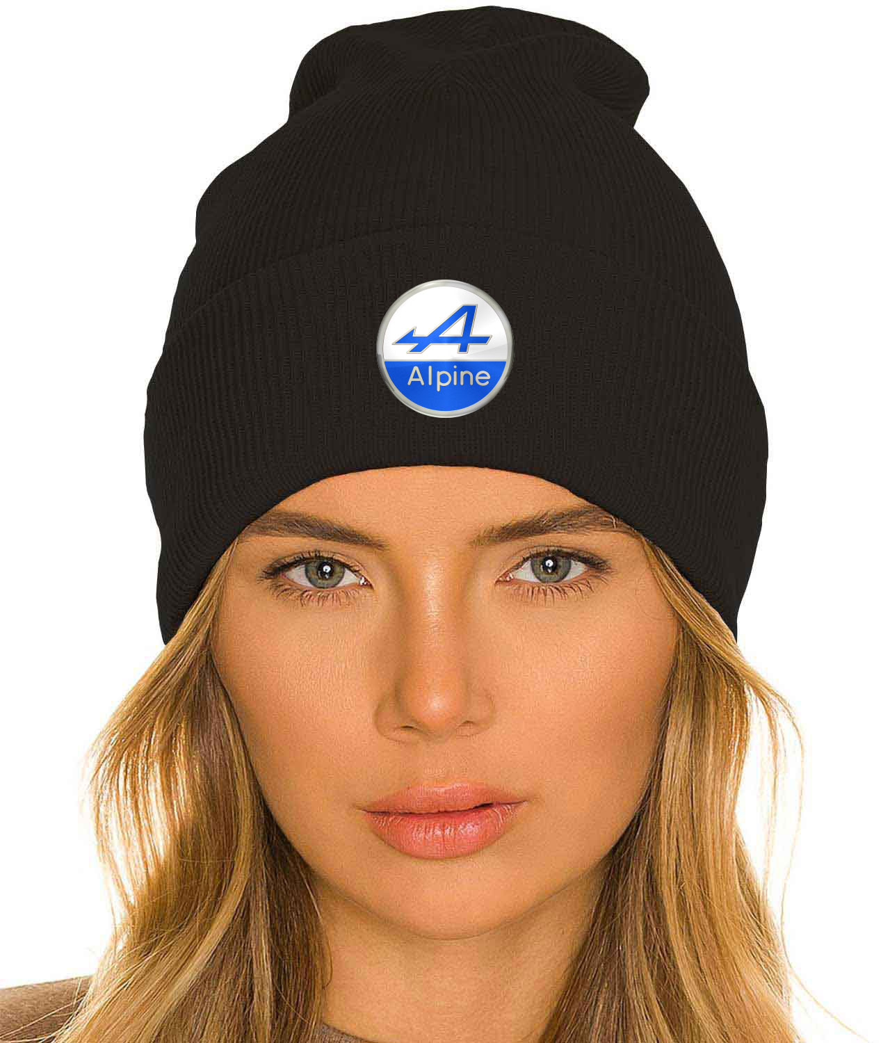 Alpine Emblem Blue Cars Logo Customized Design on 12″ Cuffed Beanie ...