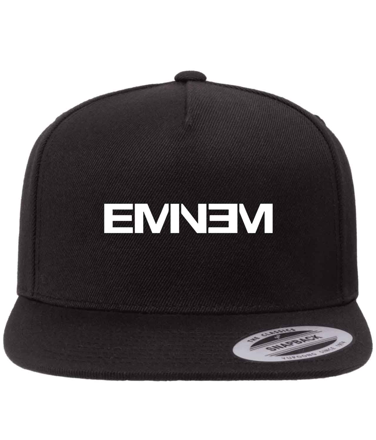 Eminem White Font Text Music Logo Customized Design on Wool 5-Panel Cap ...