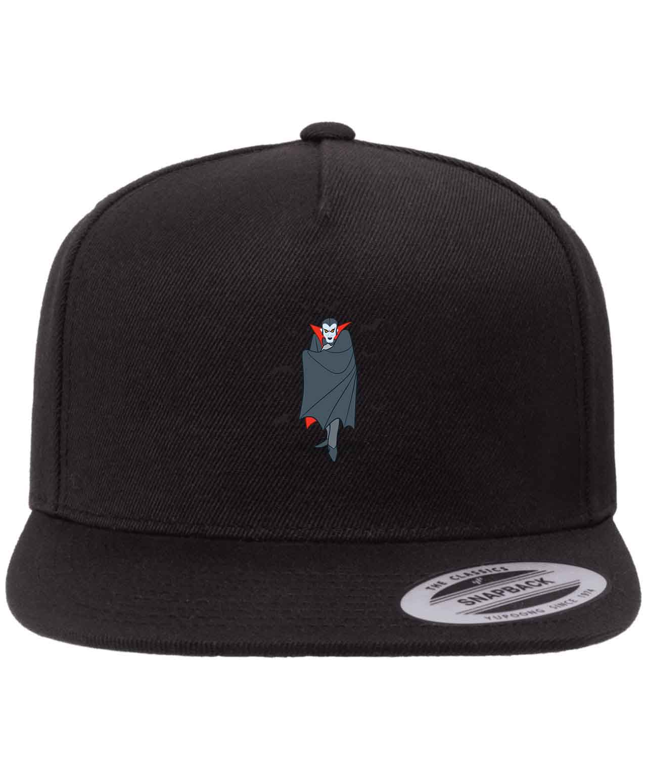 Dracula and Bats Cartoon Figure Customized Design on Wool 5-Panel Cap ...
