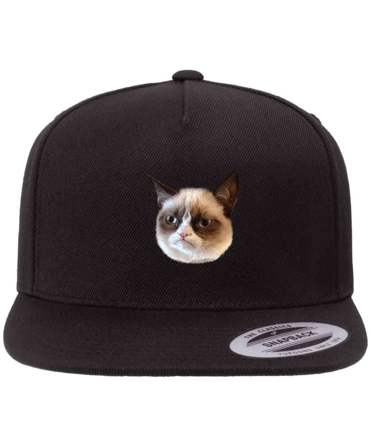 Grumpy Cat Head Cartoon Figure Customized Design on Wool 5-Panel Cap ...
