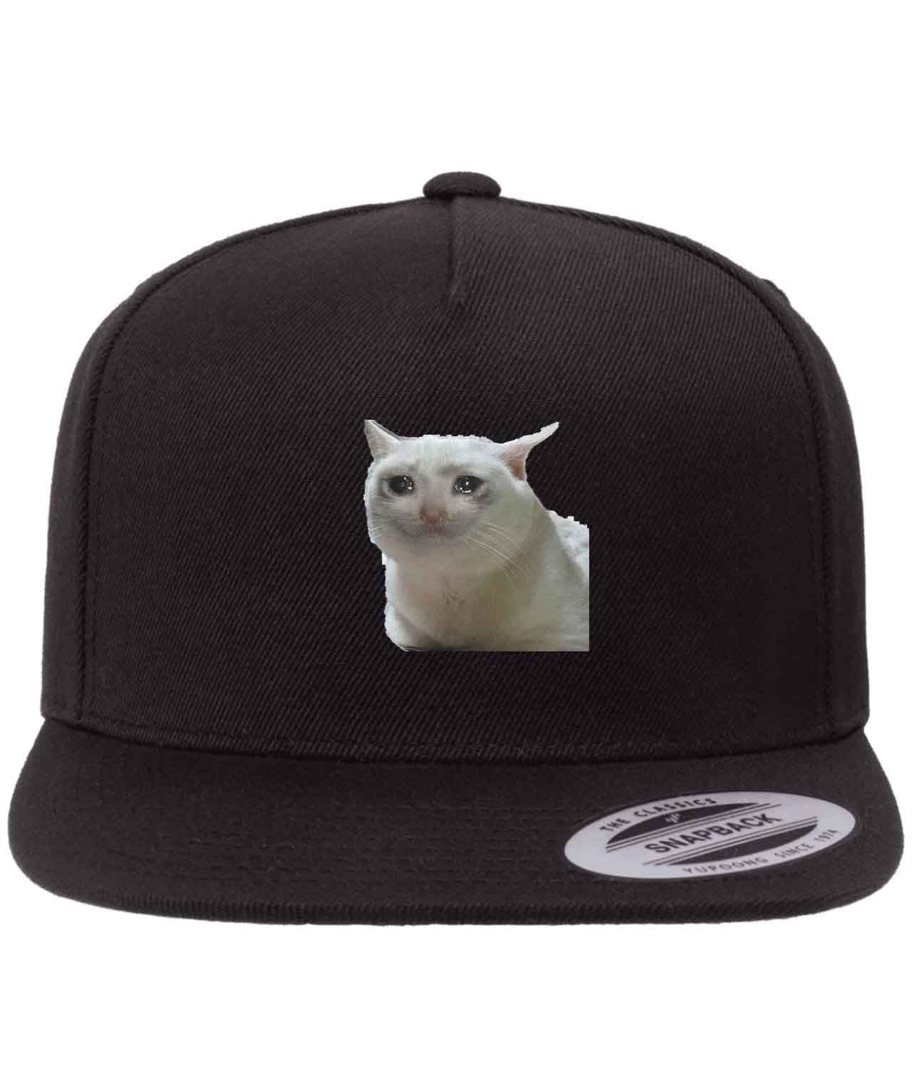 Crying Cat Meme Cartoon Figure Customized Design on Wool 5-Panel Cap ...