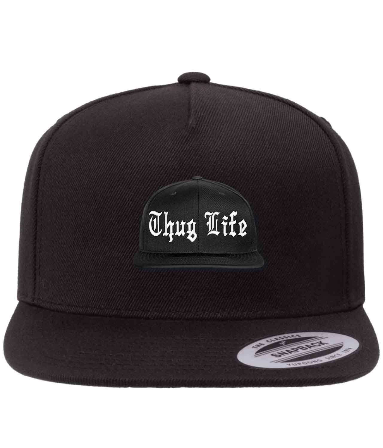 Thug Life Black Cap Cartoon Figure Customized Design on Wool 5-Panel ...