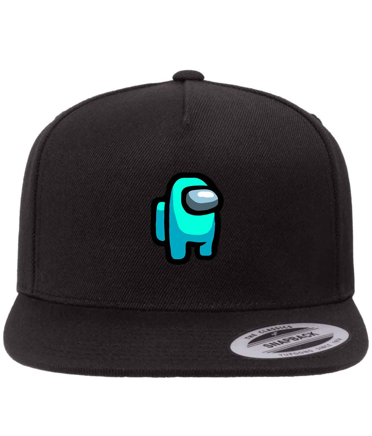 Cyan Blue Among Us Cartoon Figure Customized Design on Wool 5-Panel Cap ...